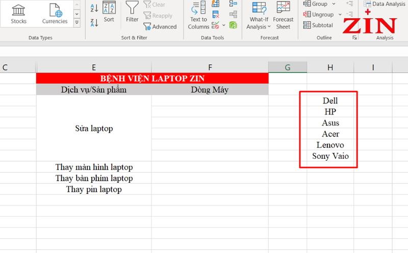 Cách tạo lựa chọn trong Excel đơn giản chi tiết